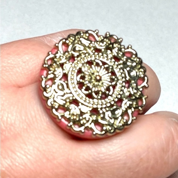 Jewelry | Ring Acrylic Pink Metal Design Size 7 Plastic | Poshmark
